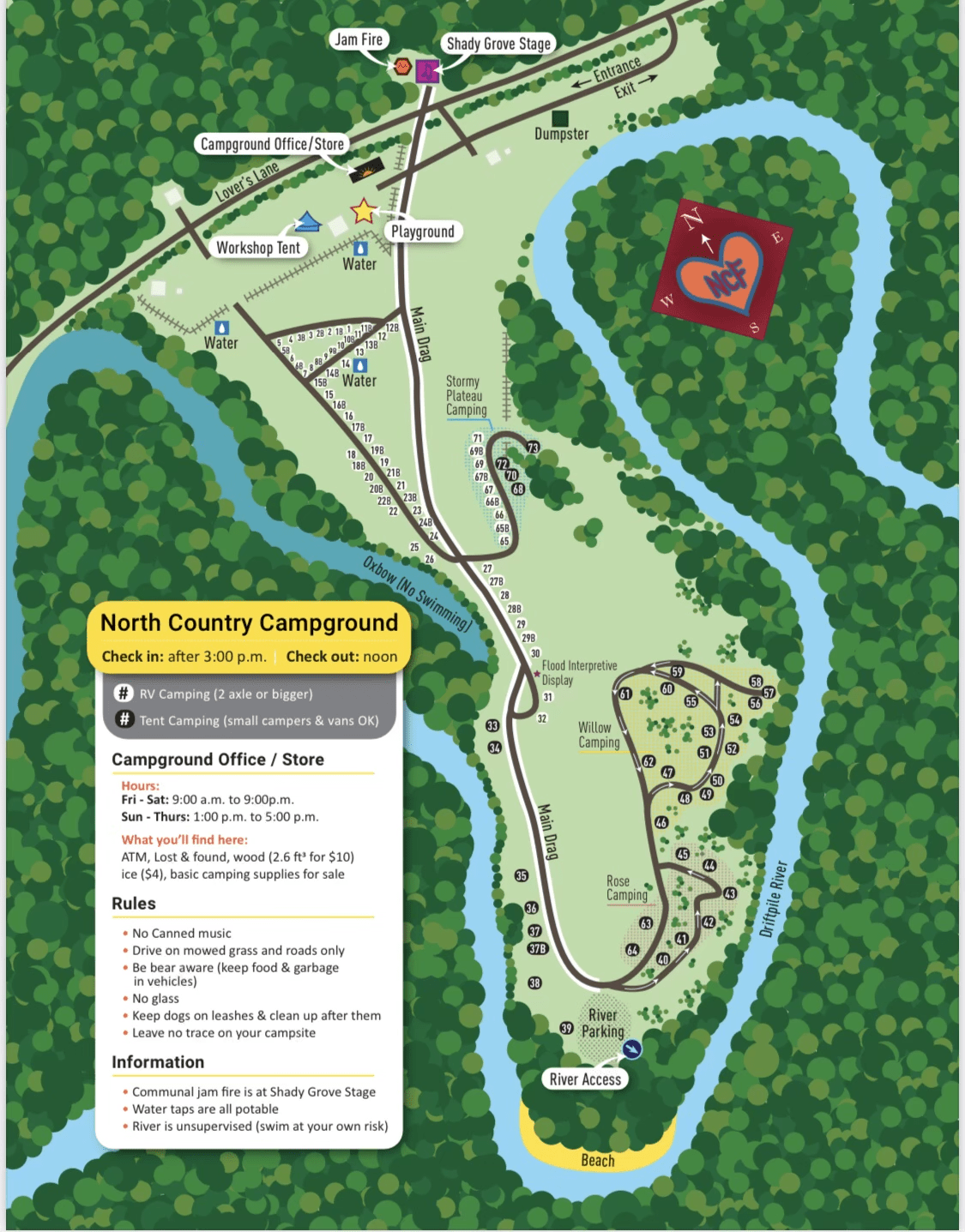 Campsite Map - North Country Campground